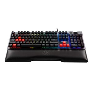 XPG Summoner Mechanical RGB Gaming Keyboard: Cherry MX Silver Ultra-Quick Linear Switches - Sandblasted Aluminum Frame - USB Passthrough - Mechanical Scroll Wheel - Included Wrist Rest - Black