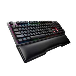 XPG Summoner Mechanical RGB Gaming Keyboard: Cherry MX Silver Ultra-Quick Linear Switches - Sandblasted Aluminum Frame - USB Passthrough - Mechanical Scroll Wheel - Included Wrist Rest - Black