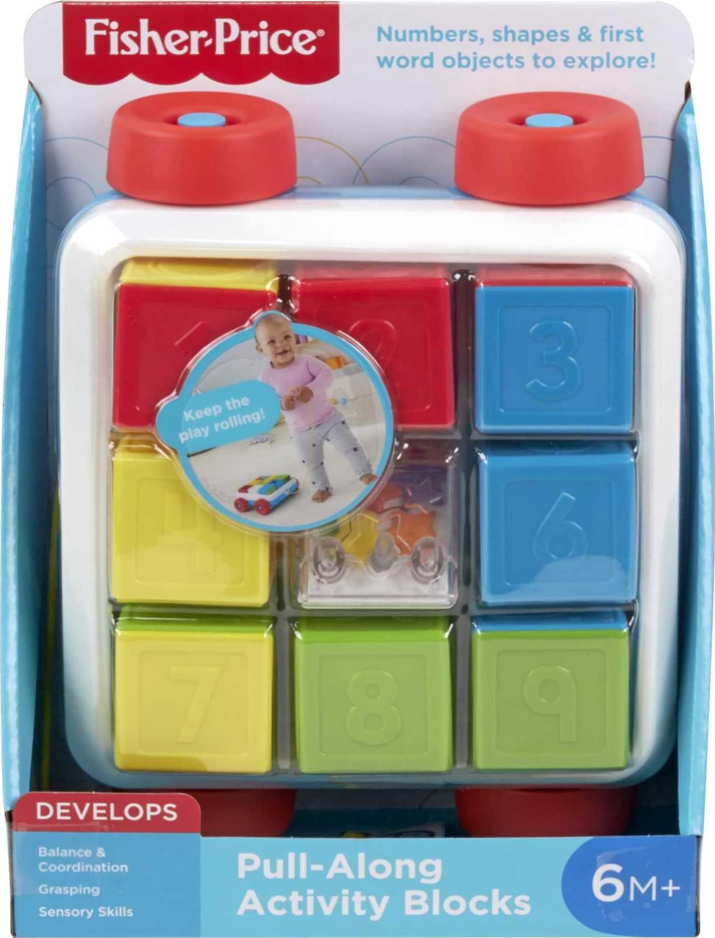 Fisher-Price Pull-Along Activity Blocks, Toy Wagon for Babies