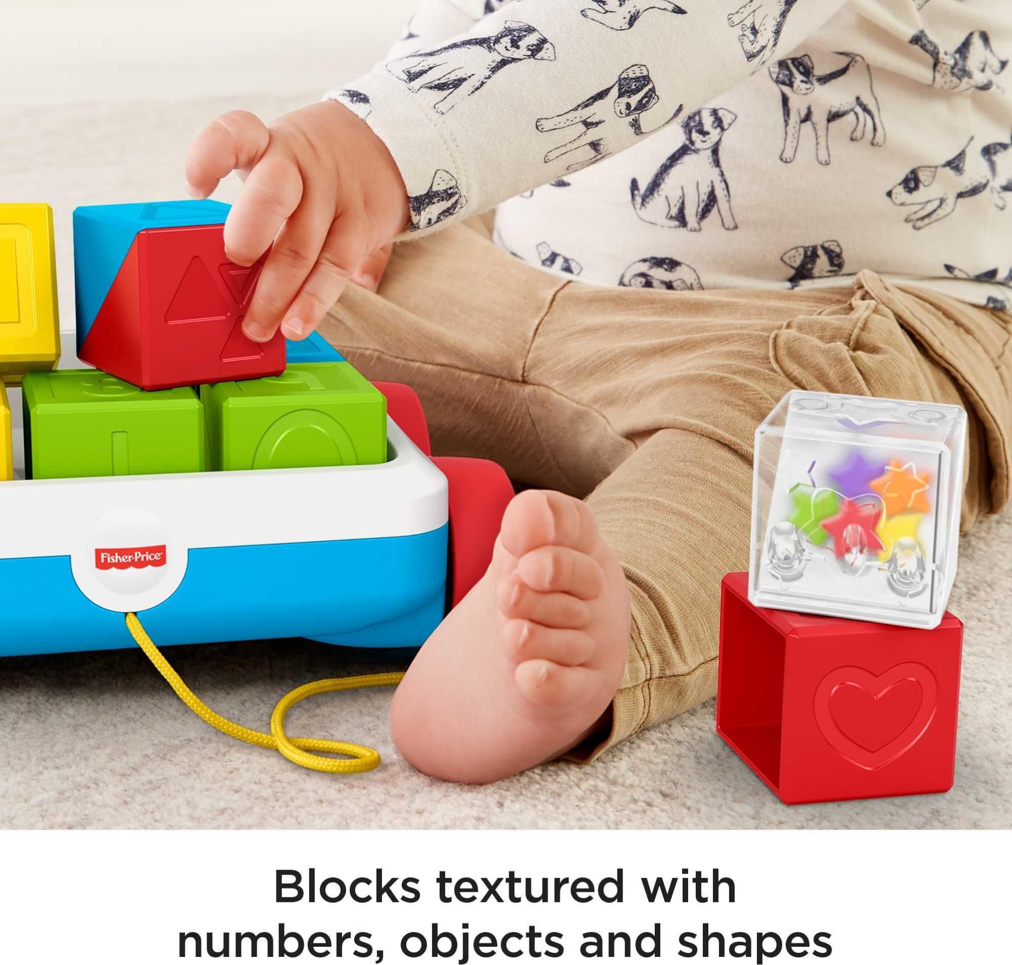 Fisher-Price Pull-Along Activity Blocks, Toy Wagon for Babies