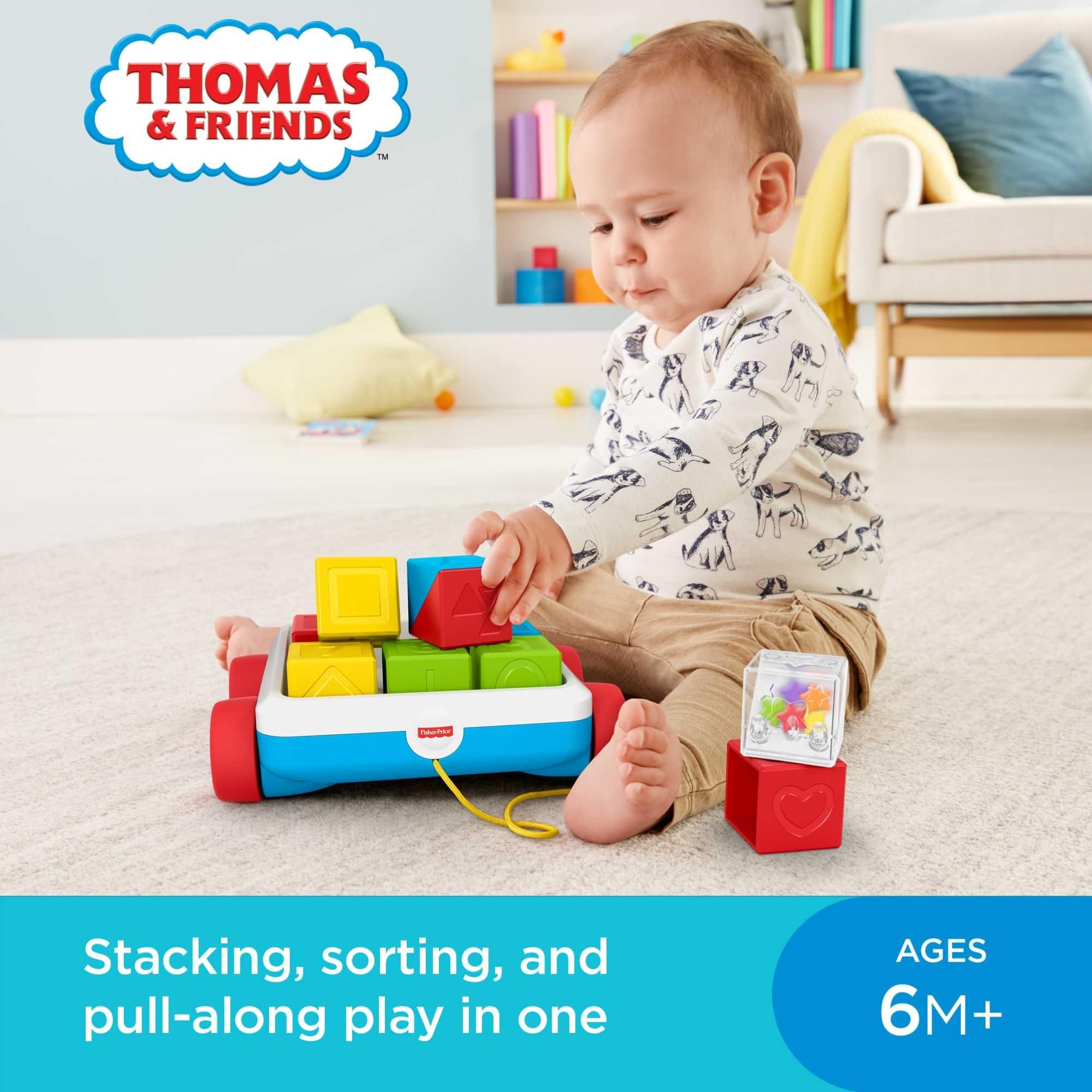 Fisher-Price Pull-Along Activity Blocks, Toy Wagon for Babies