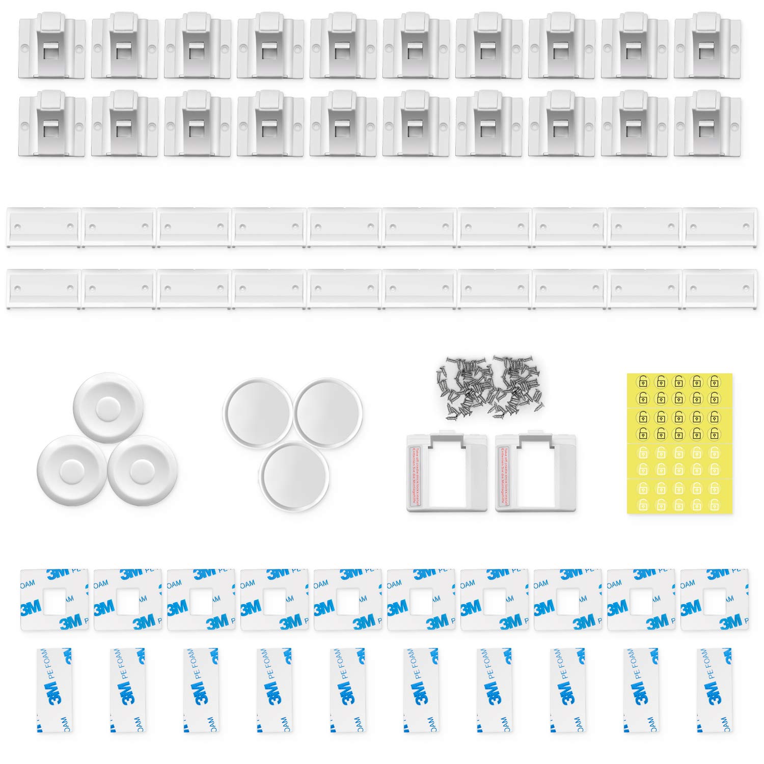 Norjews Child Safety Adhesive Magnetic Cabinet Locks (20 Locks and 3 Keys), Easy Install in Seconds, No Screws or Drilling, Invisible Baby Proof Locks for Cabinets and Drawers