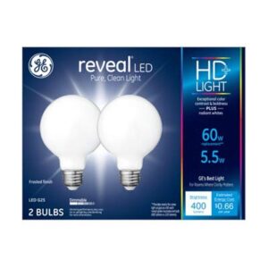 ge 49514 reveal g25 hd led light bulb, 5.5 watts