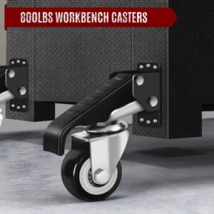 SPACECARE Workbench Casters Heavy Duty Retractable Casters Kit, Capacity 800Lbs Set of 4 Stepdown Casters Adjustable Polyurethane Durable Steel Construction