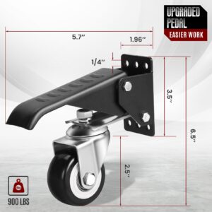 SPACECARE Workbench Casters Heavy Duty Retractable Casters Kit, Capacity 800Lbs Set of 4 Stepdown Casters Adjustable Polyurethane Durable Steel Construction