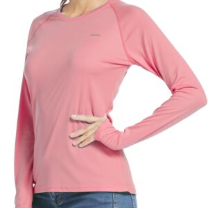 Willit Women's UPF 50+ Sun Protection Shirt Long Sleeve SPF UV Shirt Rash Guard Swim Hiking Fishing Tops Lightweight Pink M