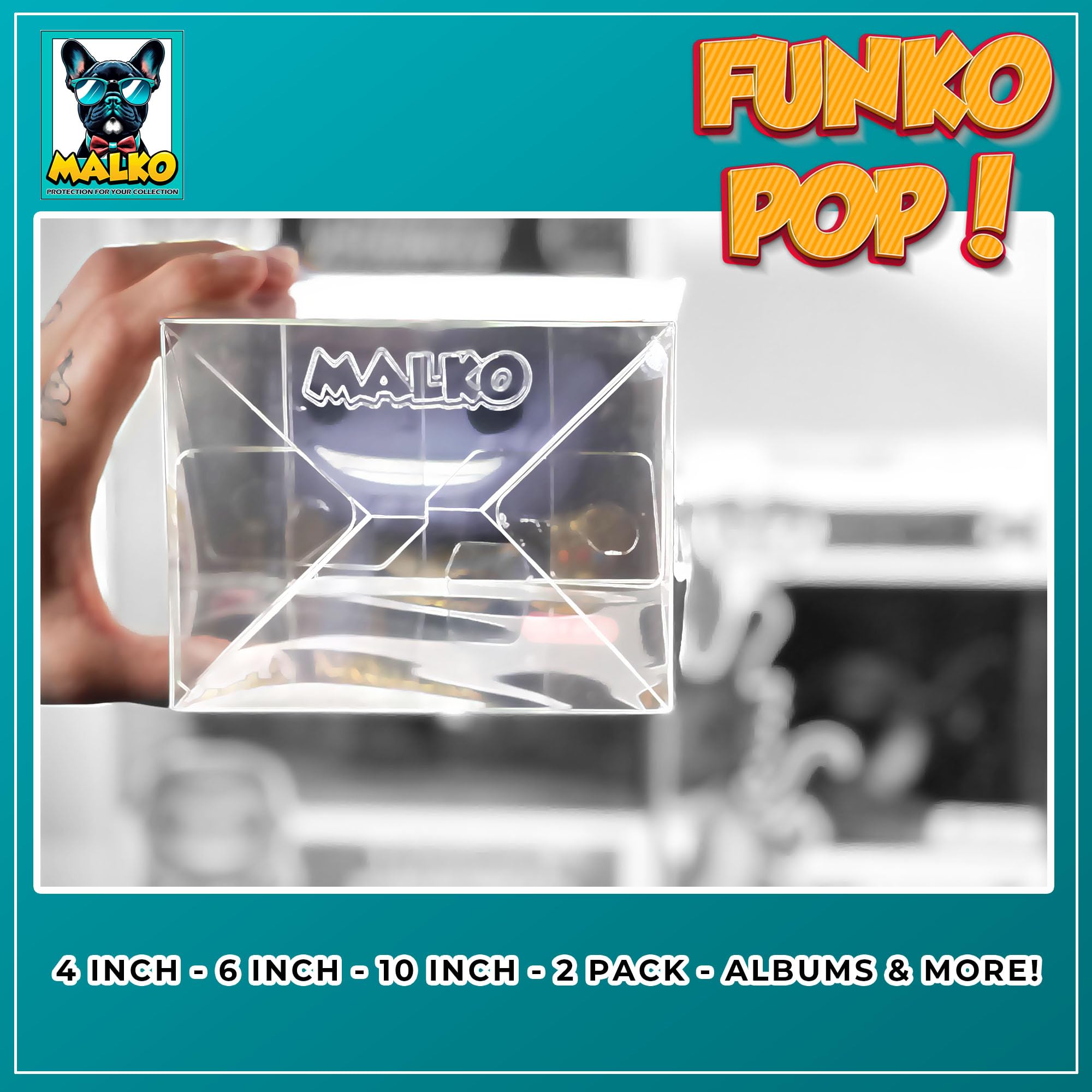 MALKO Funko Pop Protector | Sturdy 0.5 MM Thick Recyclable Plastic | Funko Pop Display Case Compatible with Funko Pop! 4 inch Figures | 20 Pack