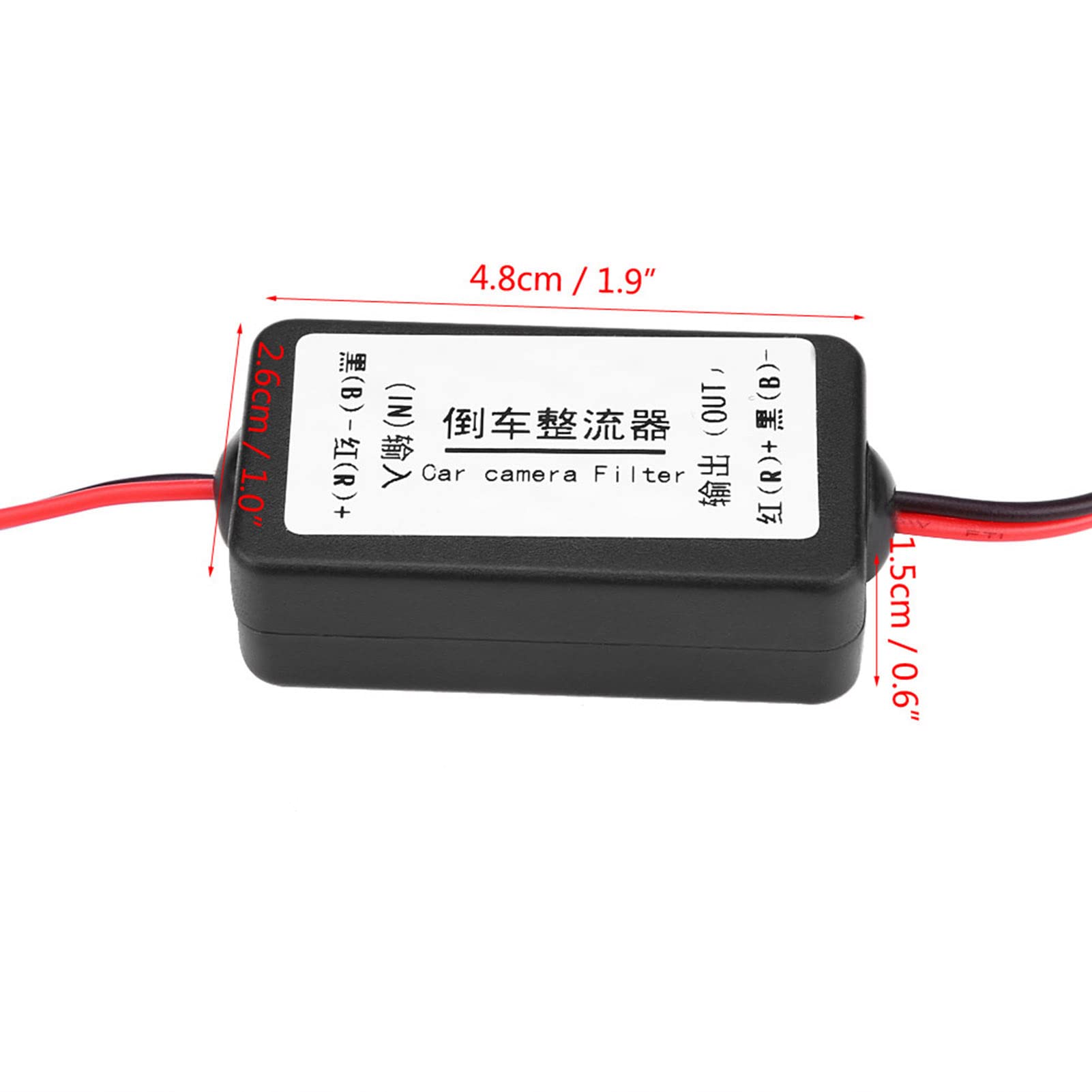 Car Rearview Camera Power Filter, 12V DC Car Rear View Rectifier Camera Rectifier, Backup Auto Camera Power Relay Capacitor Filter