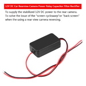 Car Rearview Camera Power Filter, 12V DC Car Rear View Rectifier Camera Rectifier, Backup Auto Camera Power Relay Capacitor Filter