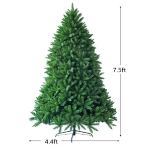 Goplus 7.5ft Unlit Artificial Christmas Tree, Premium Hinged Fir Tree, Easy Assembly with Metal Stand, Xmas Décor for Indoor and Outdoor (7.5ft)