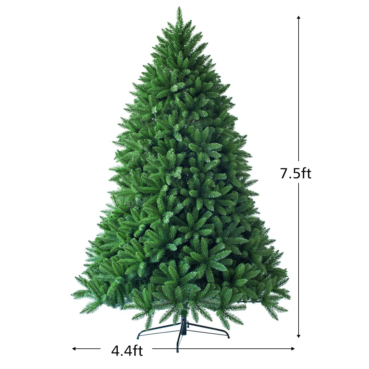 Goplus 7.5ft Unlit Artificial Christmas Tree, Premium Hinged Fir Tree, Easy Assembly with Metal Stand, Xmas Décor for Indoor and Outdoor (7.5ft)