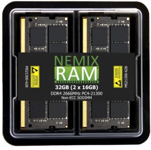 nemix ram 32gb (2x16gb) ddr4 2666mhz pc4-21300 sodimm kit laptop memory