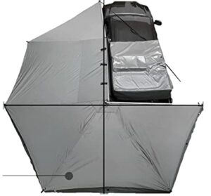 overland vehicle systems nomadic awning 270 - dark gray with black travel cover - driverside