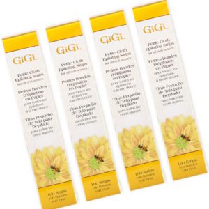 gigi petite cloth epilating strips for soft hair removal wax, 100 strips x 4 pack