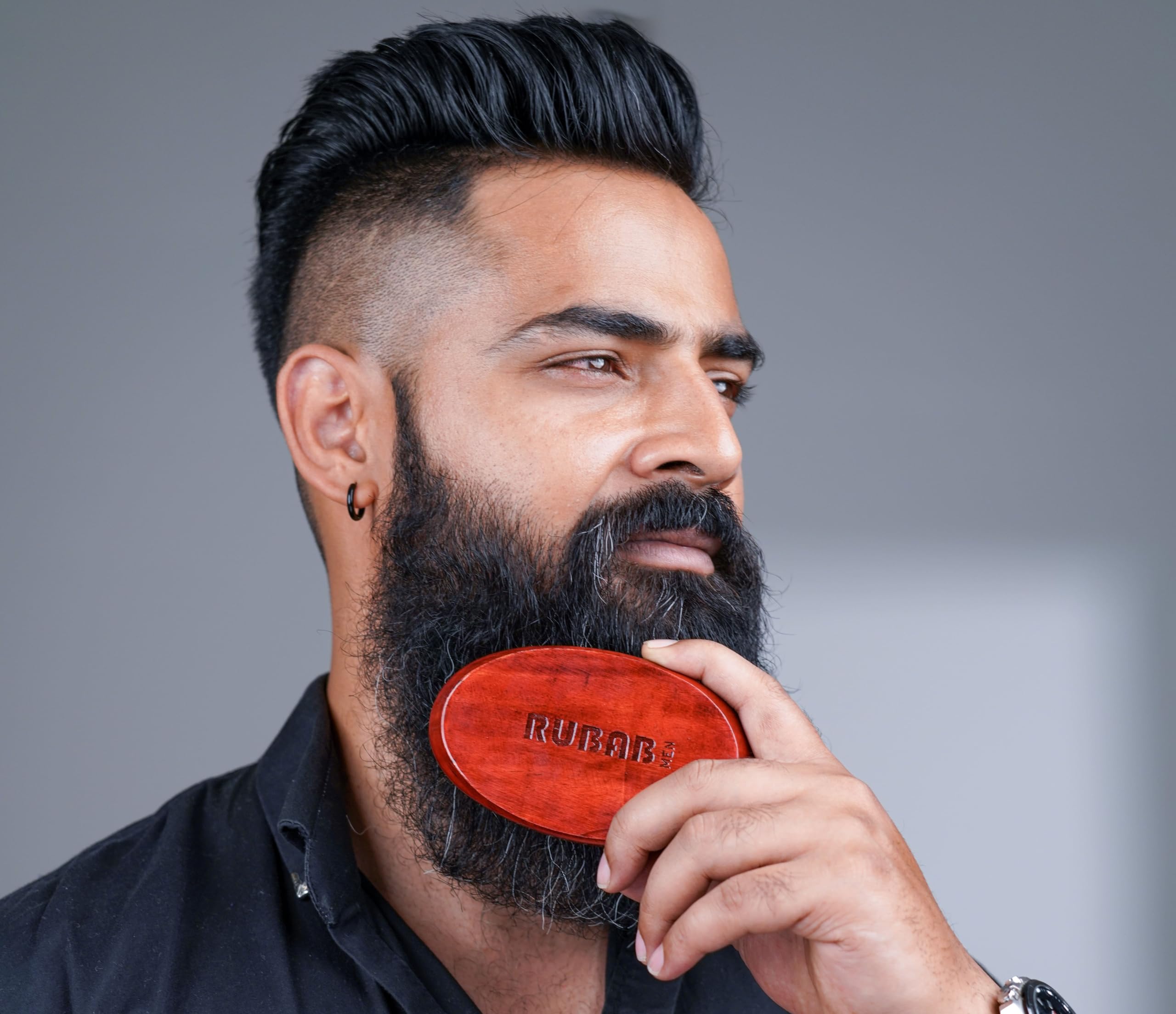 RUBAB MEN 100% Boar Bristle Beard Brush for Men | Premium Hand-Crafted Wooden Handle| Ideal for Daily Beard Style & Care | Made in India