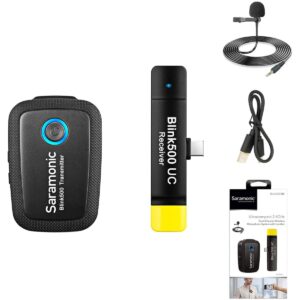 saramonic blink 500 b5 tx+rx 2.4ghz micro-wireless lavalier system w/usb-c dual-receiver for android devices, black