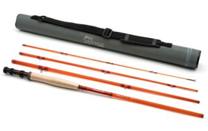 6wt moonlit lunar s-glass fiberglass fly fishing rod (8' 2", 4 piece, orange)