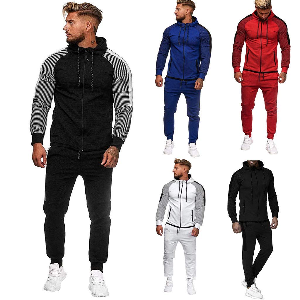 VEZAD Store Men's Full Zip Tracksuit Set Casual Jogging Athletic Sweat Suits