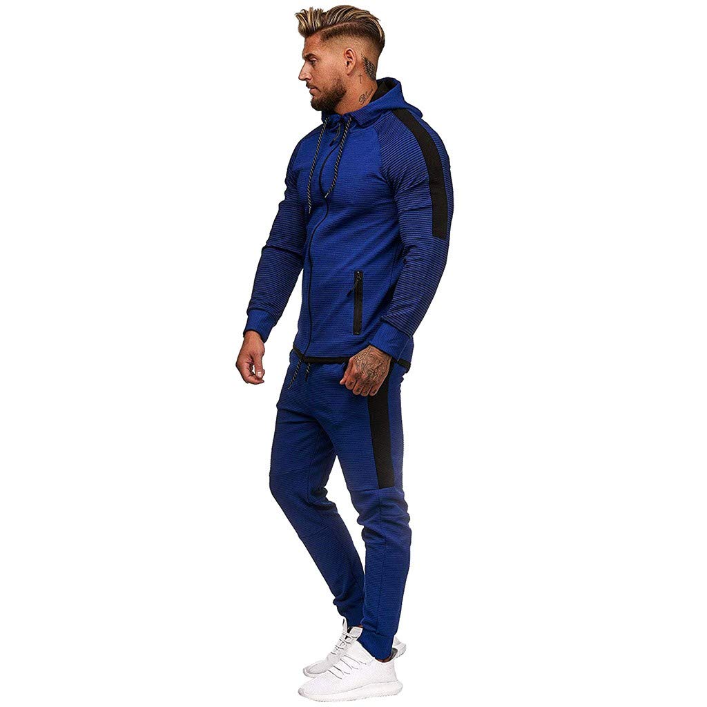 VEZAD Store Men's Full Zip Tracksuit Set Casual Jogging Athletic Sweat Suits