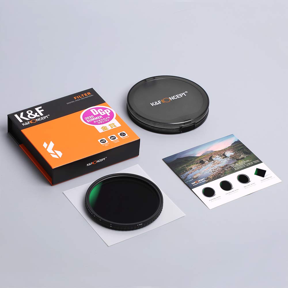 K&F Concept 37mm Variable ND Filter ND2-ND32 Camera Lens Filter (1-5 Stops) No X Cross HD Neutral Density Filter with 28 Multi-Layer Coatings Waterproof