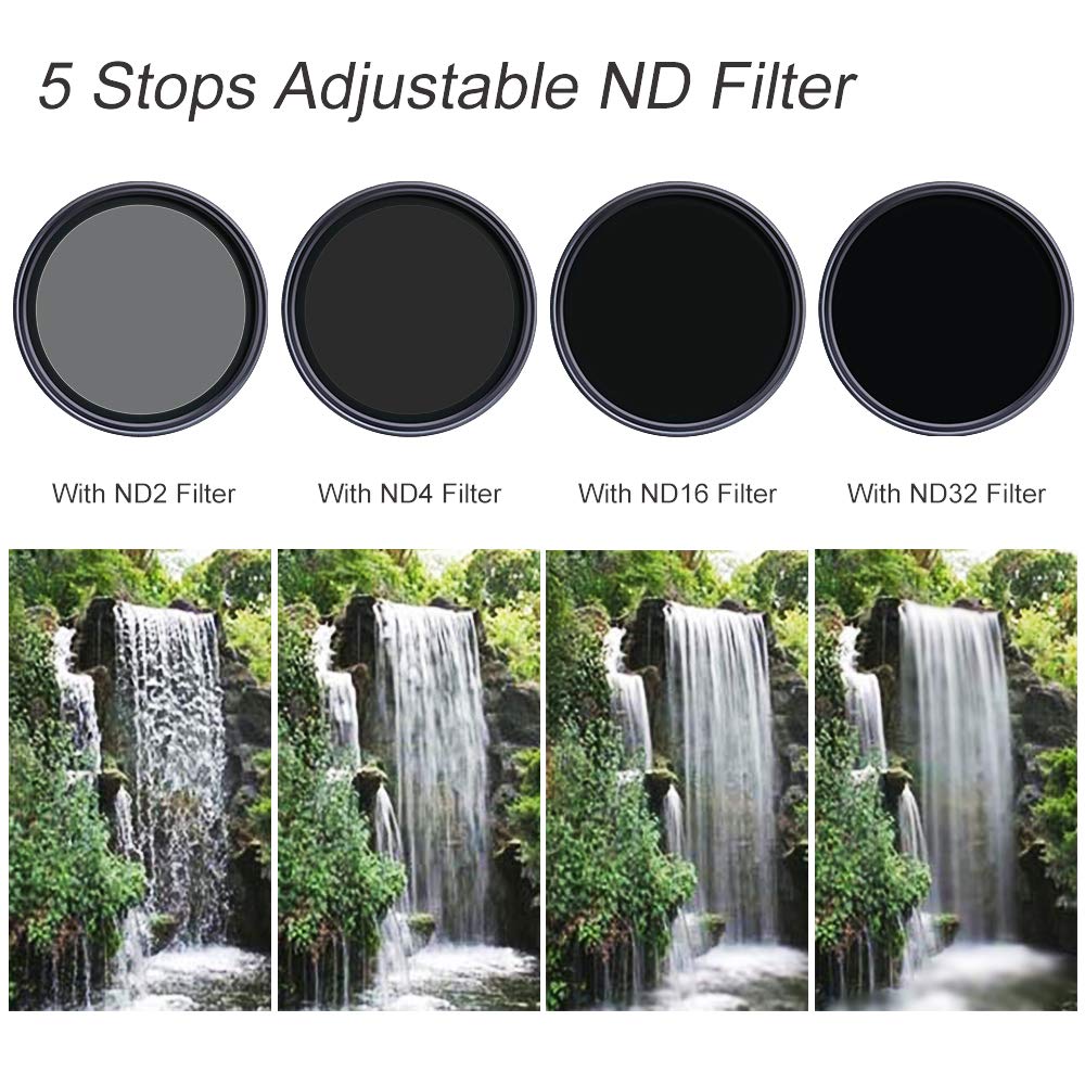 K&F Concept 37mm Variable ND Filter ND2-ND32 Camera Lens Filter (1-5 Stops) No X Cross HD Neutral Density Filter with 28 Multi-Layer Coatings Waterproof