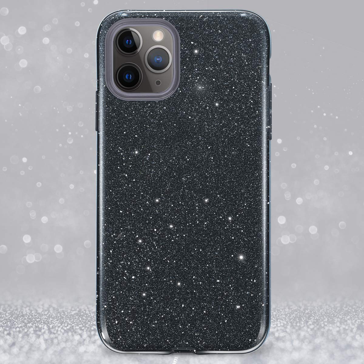 MILPROX Case Compatible for iPhone 11 Pro Max, Bling Sparkly Glitter Luxury Shiny Sparker Shell, Protective 3 Layer Hybrid Anti-Slick Slim Soft Cover for iPhone 11 Pro Max 6.5 inch (2019)-Black