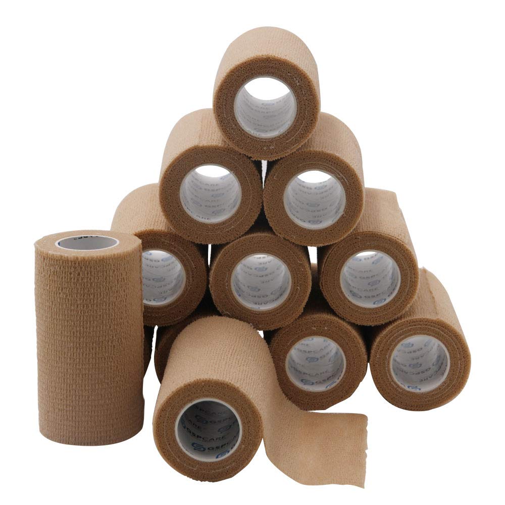 Self Adherent Cohesive Wrap Bandages 12 Count 4" x 5 Yards, Self Adhesive Non Woven Bandage Rolls（Skin Color）