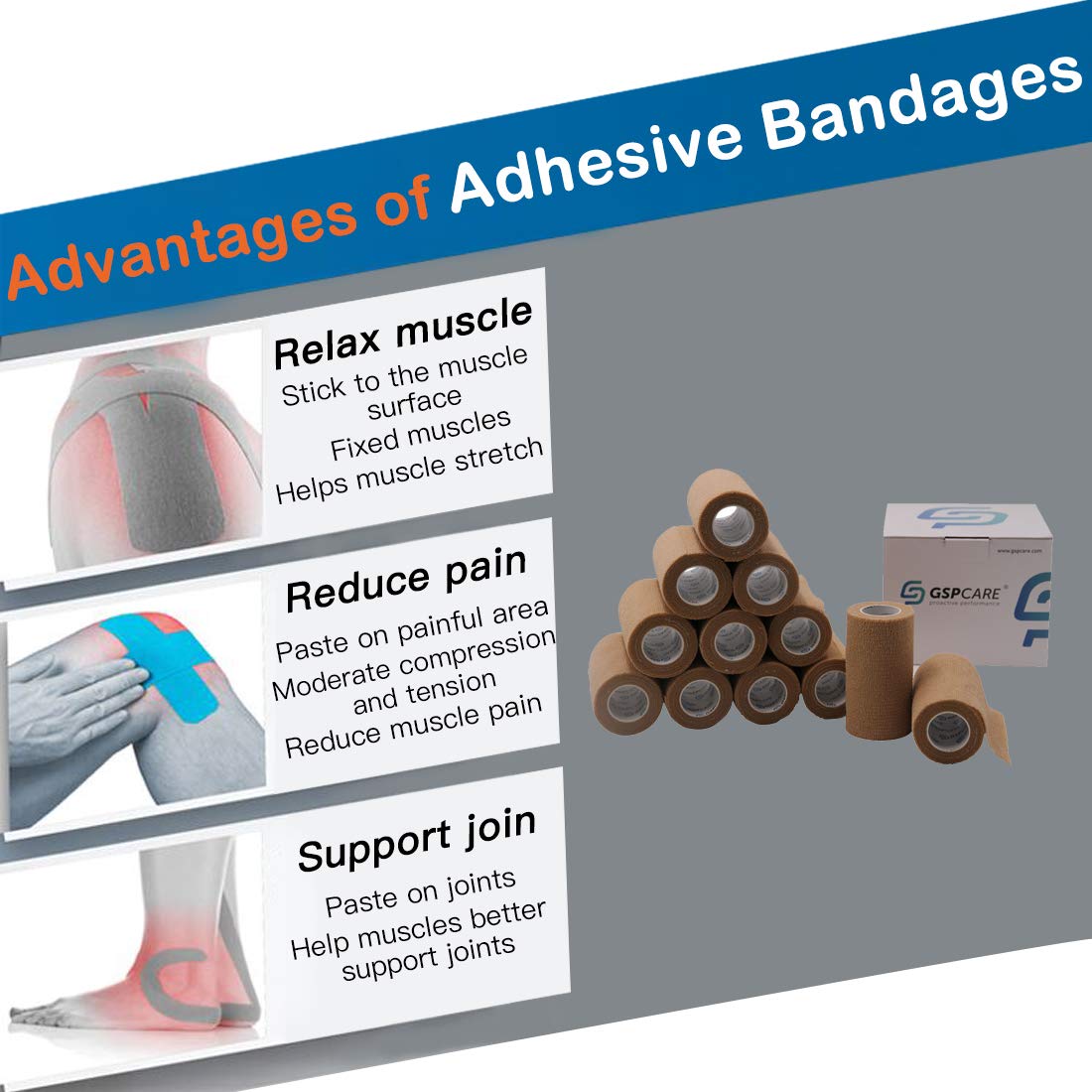 Self Adherent Cohesive Wrap Bandages 12 Count 4" x 5 Yards, Self Adhesive Non Woven Bandage Rolls（Skin Color）