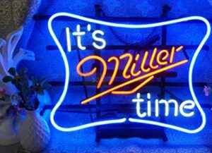 glas tube neon sign handmade miller 16”×13” for home bedroom garage decor wall light, striking neon sign for bar pub hotel man cave recreational