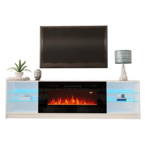 meble furniture & rugs boston 01 electric fireplace modern 79" tv stand