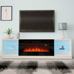 MEBLE FURNITURE & RUGS Boston 01 Electric Fireplace Modern 79" TV Stand