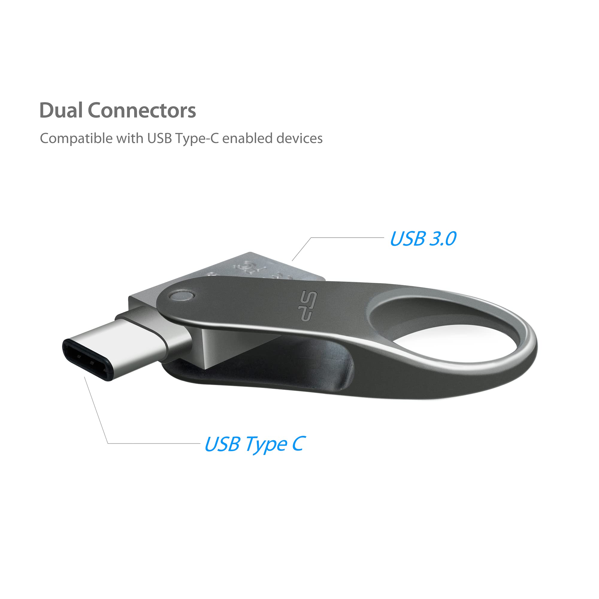 Silicon Power 32GB Type C & Type A Dual USB 3.0/3.2 Gen 1 Dual Flash Drive, Mobile C80