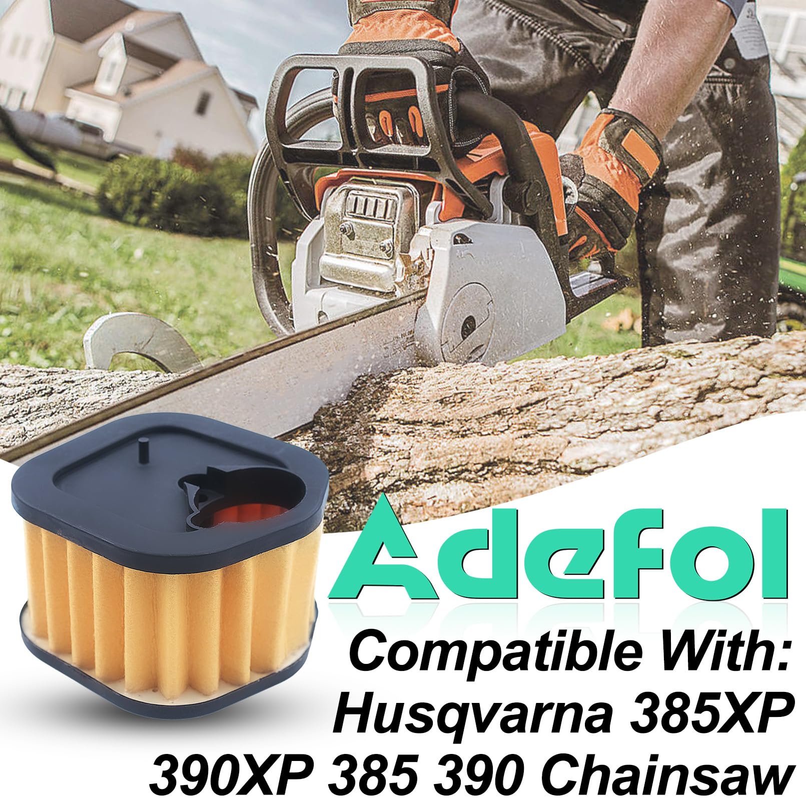 Adefol Chainsaw Air Filter Tune Up Kit for Husqvarna 385XP 390XP 385 390 537009301 with Fuel Cap Spark Plug Fuel Line Fuel Filter Replacement Parts for 537009301