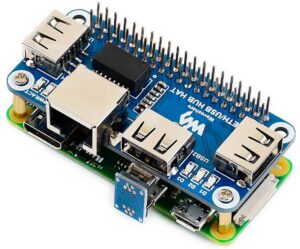 ethernet/usb hub hat expansion board for raspberry pi 4b/3b+/3b/2b/zero/pi zero w/pi zero 2w,with rj45 10/100m ethernet port (based on rtl8152b chip) and three usb ports,compatible with usb2.0/1.1