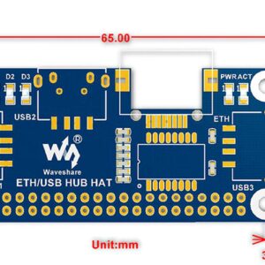 Ethernet/USB HUB HAT Expansion Board for Raspberry Pi 4B/3B+/3B/2B/Zero/Pi Zero W/Pi Zero 2W,with RJ45 10/100M Ethernet Port (Based on RTL8152B Chip) and Three USB Ports,Compatible with USB2.0/1.1