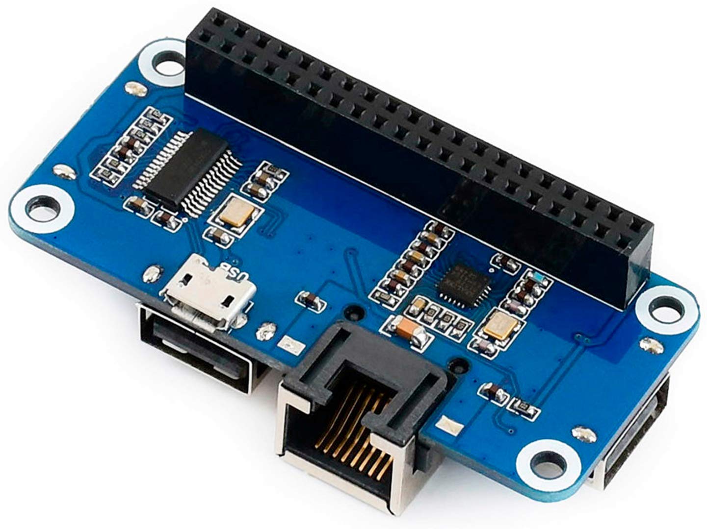 Ethernet/USB HUB HAT Expansion Board for Raspberry Pi 4B/3B+/3B/2B/Zero/Pi Zero W/Pi Zero 2W,with RJ45 10/100M Ethernet Port (Based on RTL8152B Chip) and Three USB Ports,Compatible with USB2.0/1.1