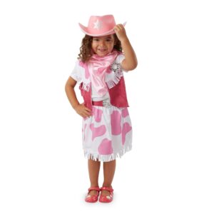 melissa & doug cowgirl role play costume set (5pcs) - skirt, hat, vest, badge, scarf,pink