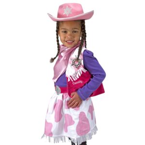 Melissa & Doug Cowgirl Role Play Costume Set (5pcs) - Skirt, Hat, Vest, Badge, Scarf,Pink