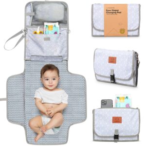 portable diaper changing pad - waterproof travel changing mat for baby, foldable baby diaper clutch, detachable baby travel diaper mat for diaper changing station, diaper change mat (gray mod)