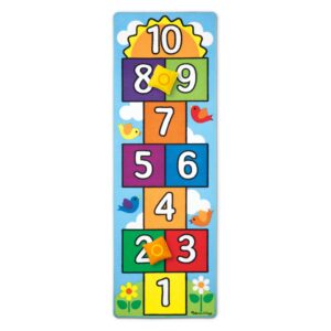 melissa & doug hop & count hopscotch rug (play space & room decor, skid-proof backing, 27” h x 5.5” w x 5.5” l) - classic hopscotch rug for kids