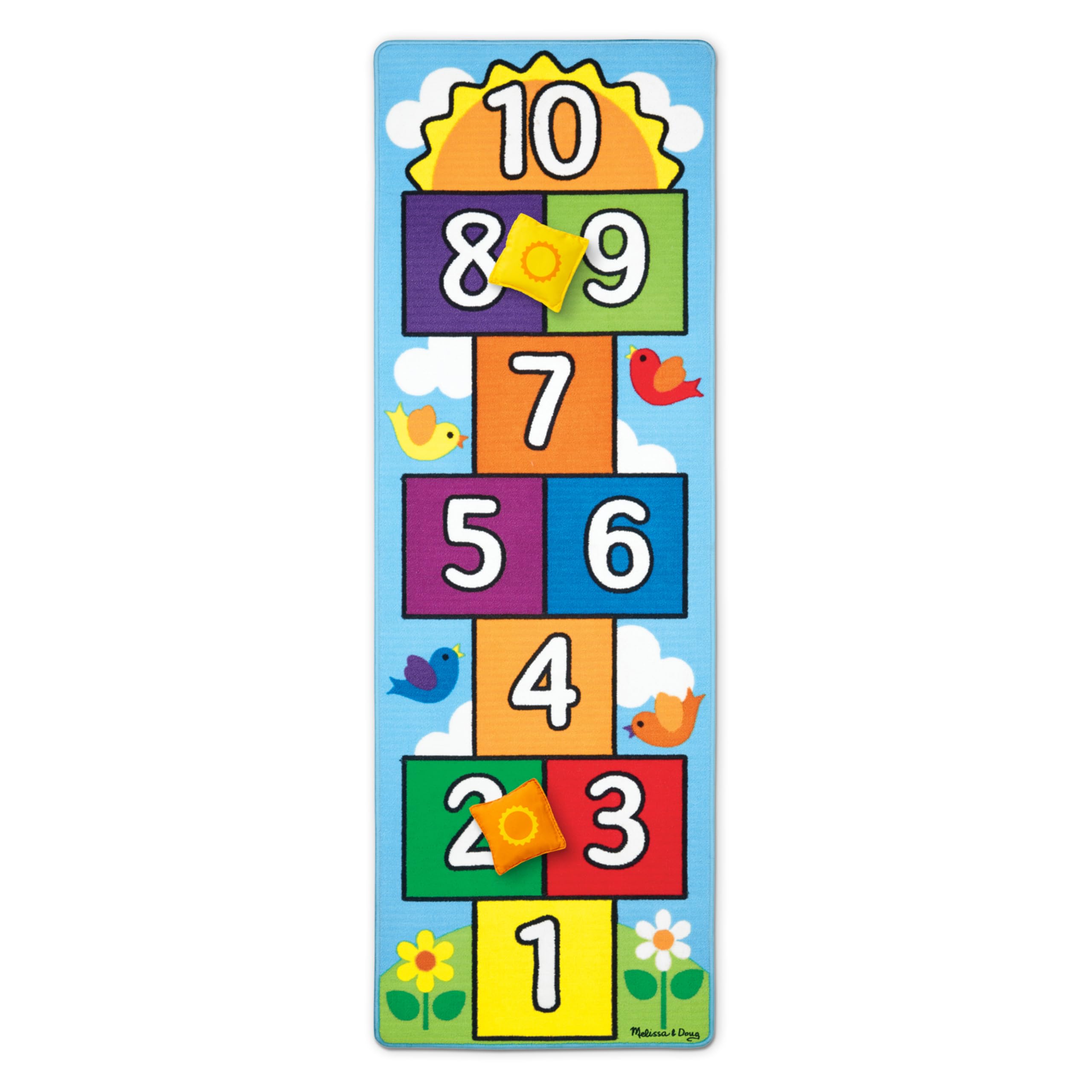 Melissa & Doug Hop & Count Hopscotch Rug (Play Space & Room Decor, Skid-Proof Backing, 27” H x 5.5” W x 5.5” L) - Classic Hopscotch Rug For Kids