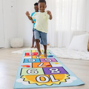 Melissa & Doug Hop & Count Hopscotch Rug (Play Space & Room Decor, Skid-Proof Backing, 27” H x 5.5” W x 5.5” L) - Classic Hopscotch Rug For Kids