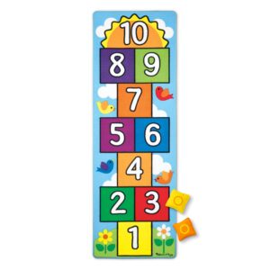 Melissa & Doug Hop & Count Hopscotch Rug (Play Space & Room Decor, Skid-Proof Backing, 27” H x 5.5” W x 5.5” L) - Classic Hopscotch Rug For Kids