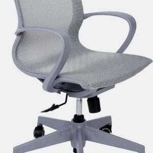 LUCKYERMORE Home Office Chair Desk Chairs Swivel Computer Chair with Arm 300Lb Capacity Mid Back Mesh Chair Breathable Back Seat Height Adjustable for Conference Work Read Rest, Grey