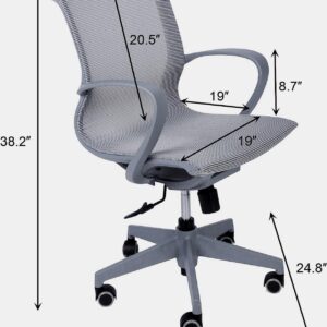 LUCKYERMORE Home Office Chair Desk Chairs Swivel Computer Chair with Arm 300Lb Capacity Mid Back Mesh Chair Breathable Back Seat Height Adjustable for Conference Work Read Rest, Grey