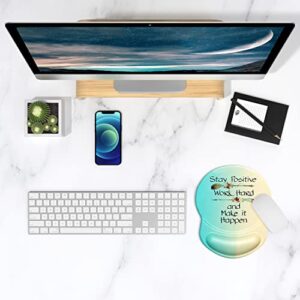 ITNRSIIET Ergonomic Mouse Pad with Gel Wrist Rest Support, Stay Positive Work Hard and Make It Happen Arrow Print Inspirational Quote Mouse Pad, Non-Slip PU Base for Computer, Laptop, Home, Office