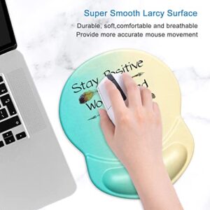 ITNRSIIET Ergonomic Mouse Pad with Gel Wrist Rest Support, Stay Positive Work Hard and Make It Happen Arrow Print Inspirational Quote Mouse Pad, Non-Slip PU Base for Computer, Laptop, Home, Office