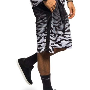 Victorious Men's Dip Dye Gradient Tiger Camo Tracksuit Set Short Sleeve Top and Shorts ST400 - Black - Medium - AA14I