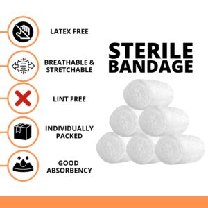 8 Pack Sterile Gauze Stretch Bandage Roll, 4.5 Inch x 4.1 Yards 6 Ply Approved, Kerlix Gauze Bandage Rolls Used for Wound Care, Easy to Use Cotton Ply Rolled Hand Wrap Dressing Ankles & Knees