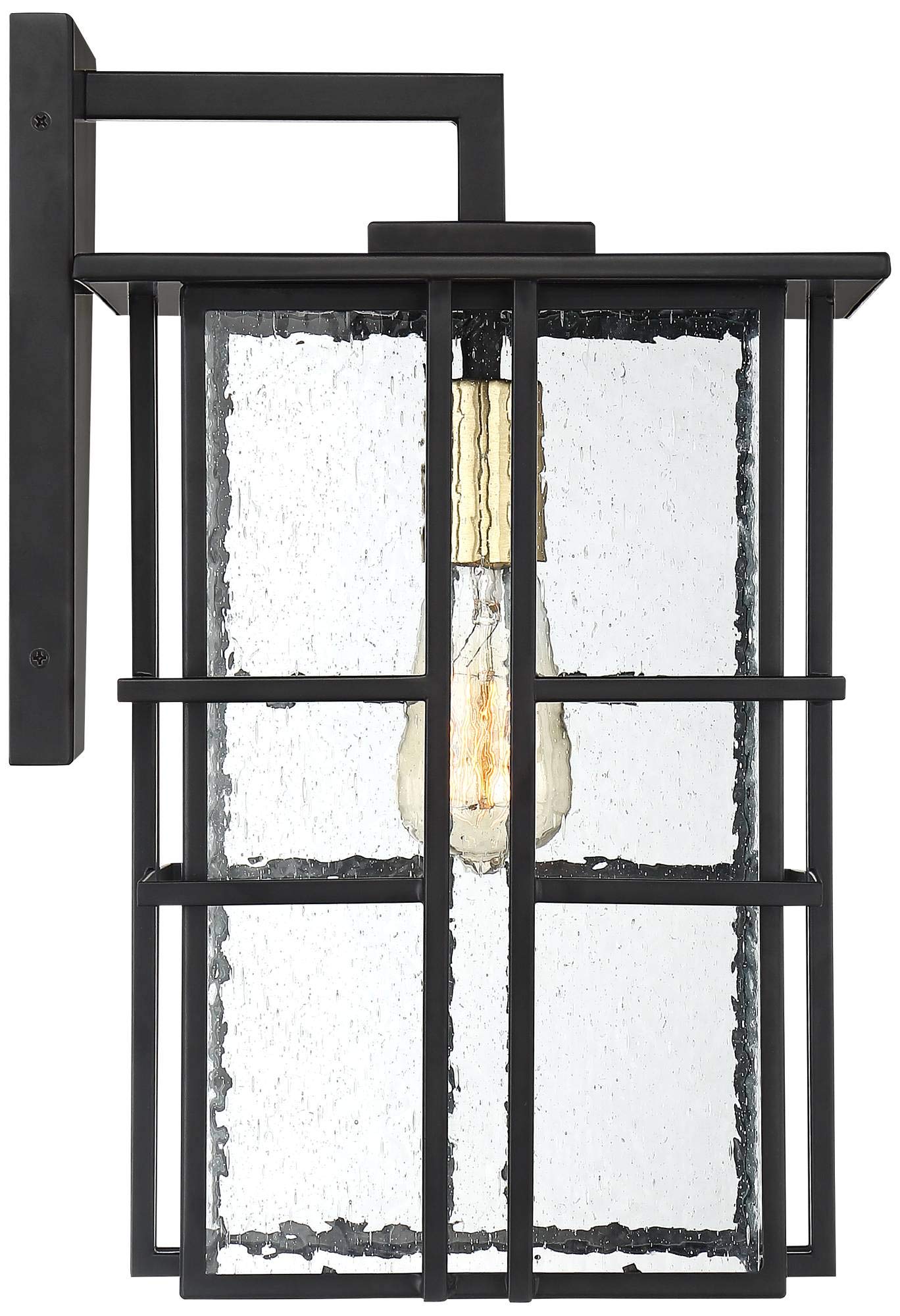 Possini Euro Design Arley Modern Outdoor Wall Light Fixture Black Geometric Frame 16" Seedy Glass for Exterior Barn Deck House Porch Yard Patio Outside Garage Front Door Garden Home Roof Lawn